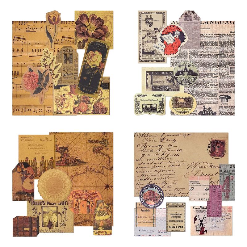 160 Pcs Vintage Pattern Paper Scrapbooking Paper Decorative Paper Kraft ...