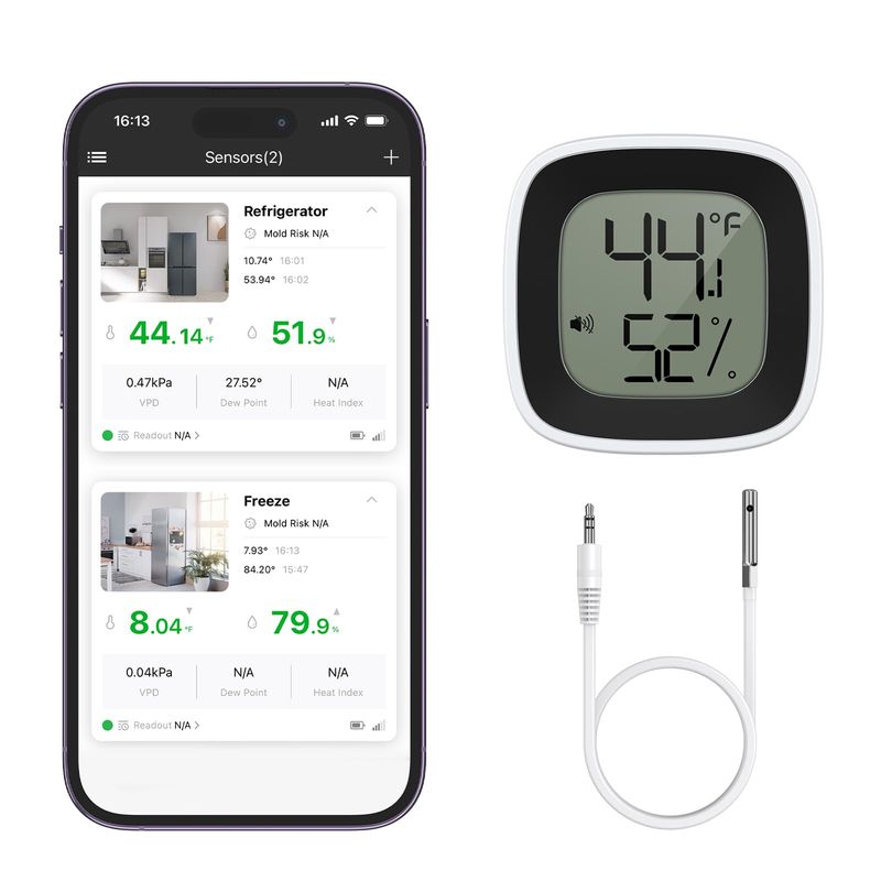 Ankilo Bluetooth Refrigerator Thermometer, Freezer Thermometer Alarm ...