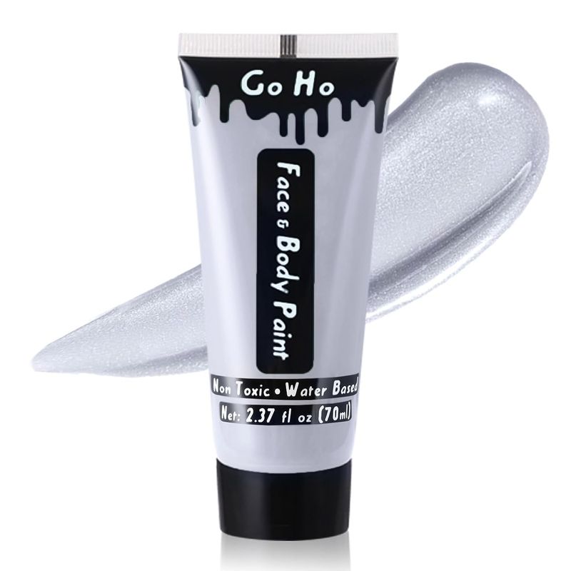 Go Ho Pearl Silver Face Body Paint (2.37 oz,70 ml),Water Based Cream ...