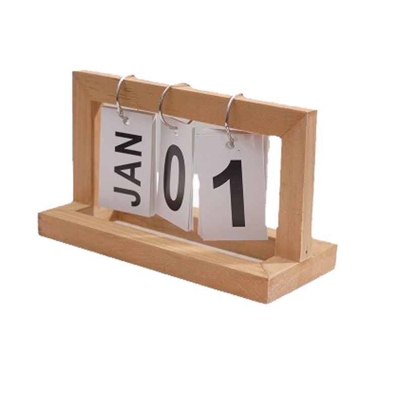Wood Flip Calendar, Perpetual Wooden Desk Calendar for Desk Reusable ...