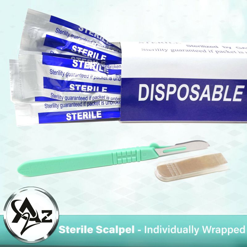 10 Disposable Sterile Surgical Scalpels #10 With Graduated Plastic ...