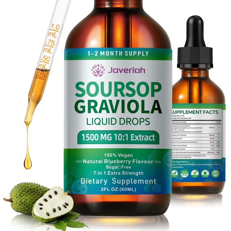 Soursop Graviola Liquid Drops Supplement with Sea Moss Extract, Soursop ...