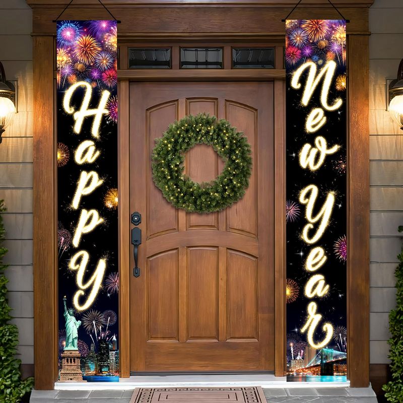 KatchOn, Happy New Year Door Banner - 72x12 Inch | Script Happy New ...
