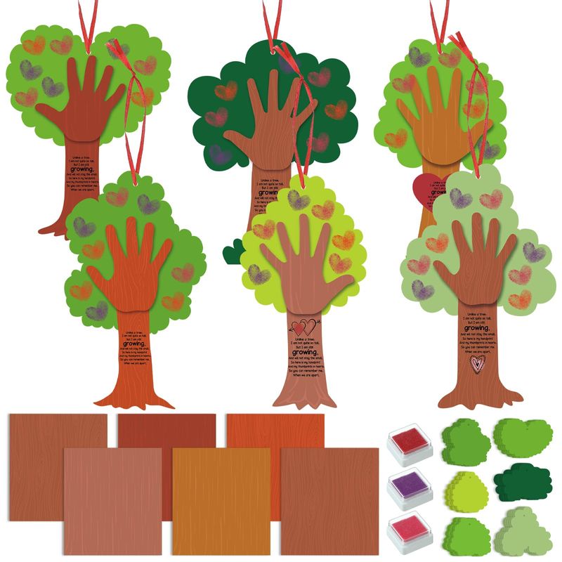 Menkxi 30 Set Valentine Tree Thumbprint Sign Craft Kit, DIY Poem Sign ...