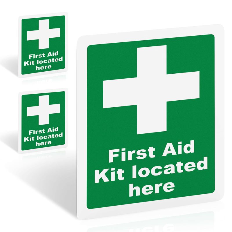 3 Pack First Aid Kit Located Here Sign 200mm x 150mm – Self-Adhesive ...