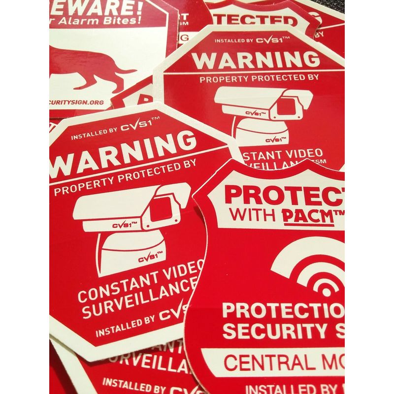 3 Home Alarm System Stickers 3 Security Camera Decals 1 Dog Warning ...