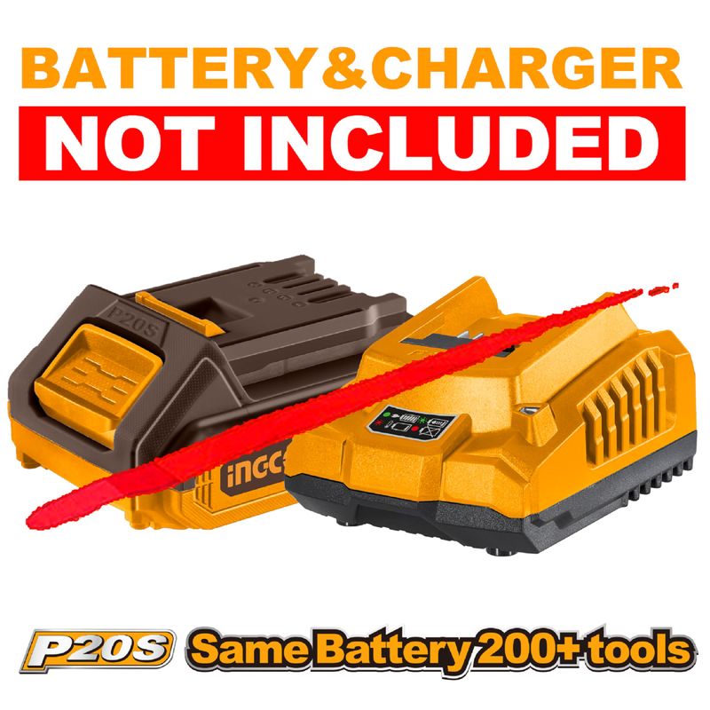 Ingco 20V 5W Lithium-Ion Cordless Torch (Body Only) 270Lm, 90° Rotation ...