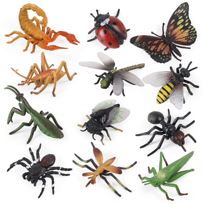 SIENON Realistic Insect Toys Figures-12Pcs Large Plastic Bugs Figurines ...