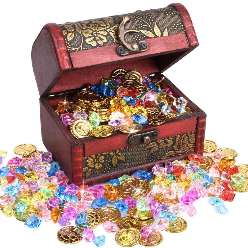 Dncvb 201 Pcs Pirate Treasure, Pirate Treasure Chest with 100 Plastic ...