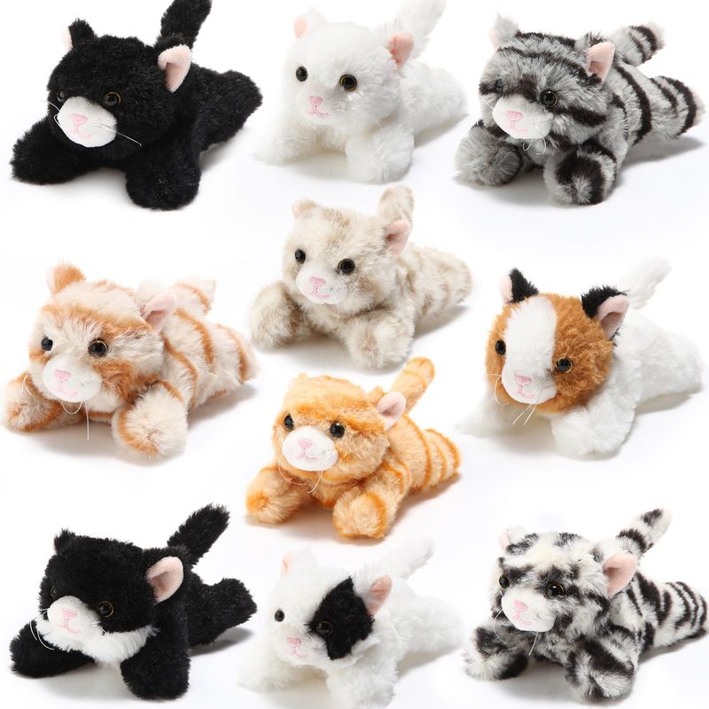 Lenwen 10 Pcs Cat Stuffed Animals Bulk Soft Cuddly Kitten Plush Sets ...