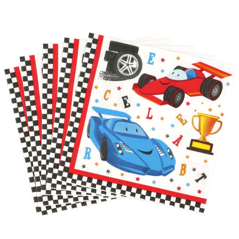 WERNNSAI 50PCS Race Car Birthday Paper Napkins - Disposable Checkered ...