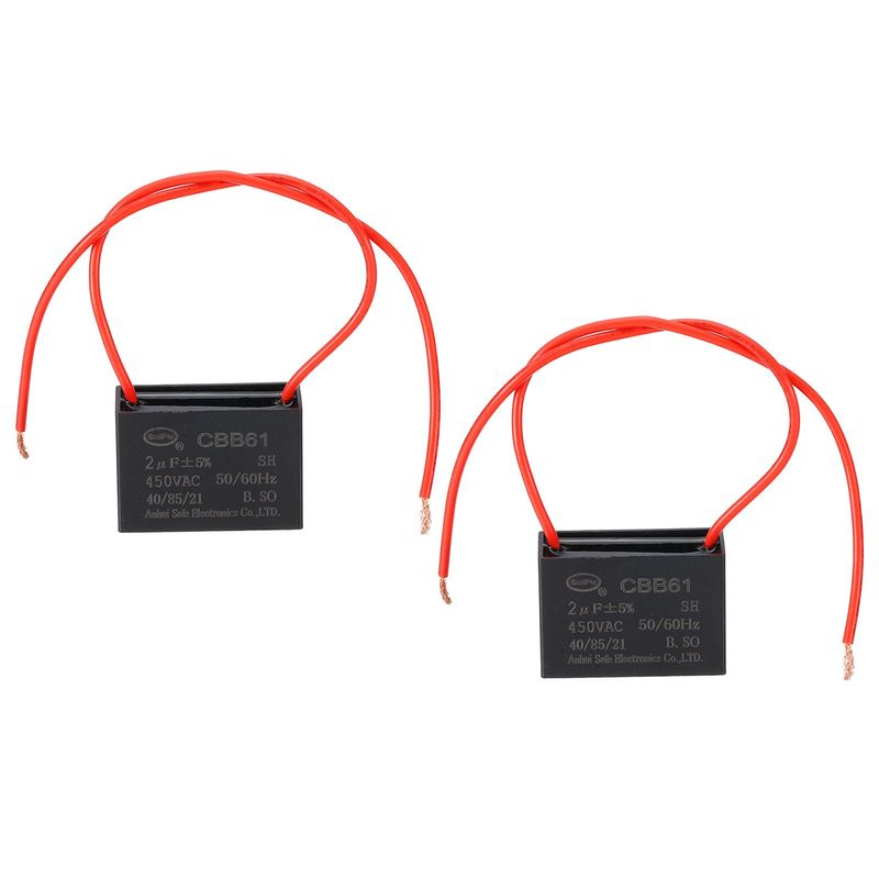 PATIKIL 2uF 450 V CBB61 Capacitor, 2Pcs Ceiling Fan Capacitor Motor ...