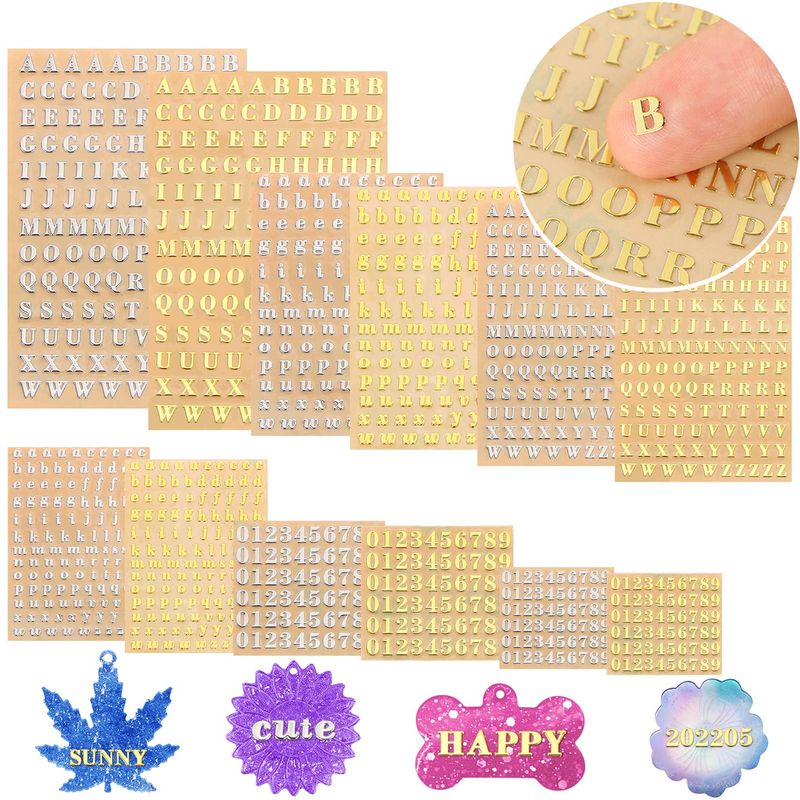 MIKIMIQI 12 Pcs Letter Resin Stickers Mini Alphabet Number Stickers for ...