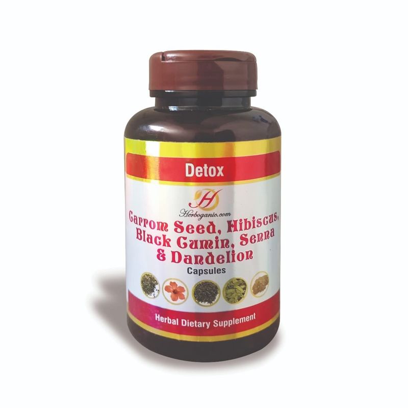 HERBOGANIC Detox Capsules with Carrom Seed, Hibiscus, Black Cumin ...