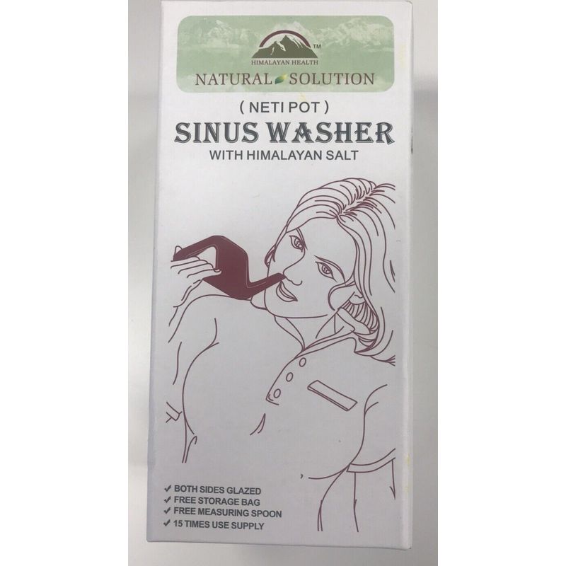 Natural Solution Neti Pot with Himalayan Pink Salt Sinus Washer, 15 Use ...