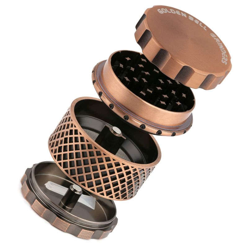 Golden Bell Grinder 2.2 inch Thread-Less Spice Grinder 4 Piece Zinc ...