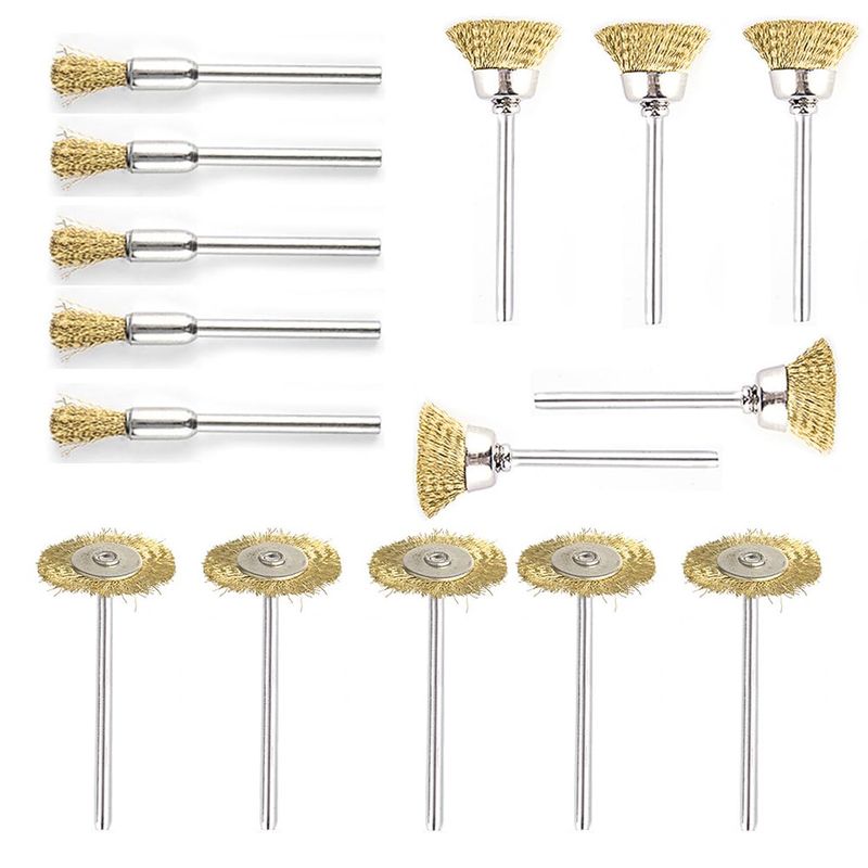 Set of 15, 0.1 inch (3 mm) Shaft Router Brush, Brass, Router Brush, 3 ...