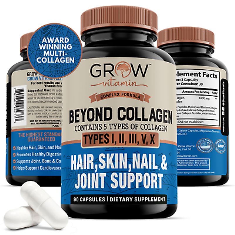 Beyond Multi Collagen Capsules - 1800 mg - Types I II III V & X, 90 ...
