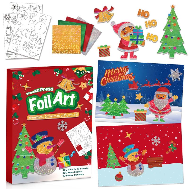 Vloso Christmas Fun Foil Art Kit for Kids,No Mess Art Creative Activity ...