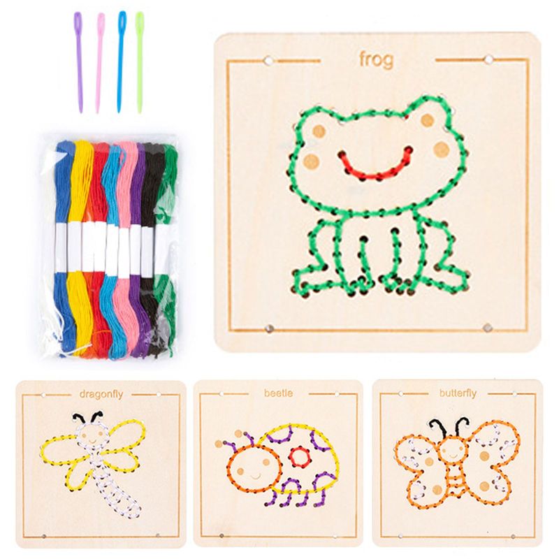 GWAWG Montessori Wooden Lacing Toys, Kids Sewing Kit for 2-8 Year Old ...