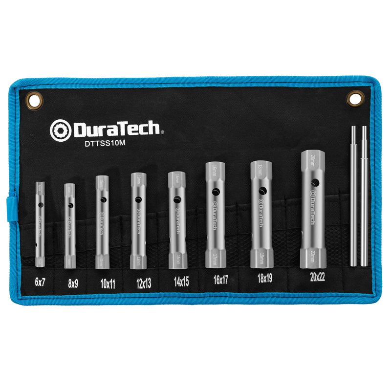 DURATECH 10-Piece Tubular Box Spanner Set with 2 Tommy Bars, Metric, 6 ...