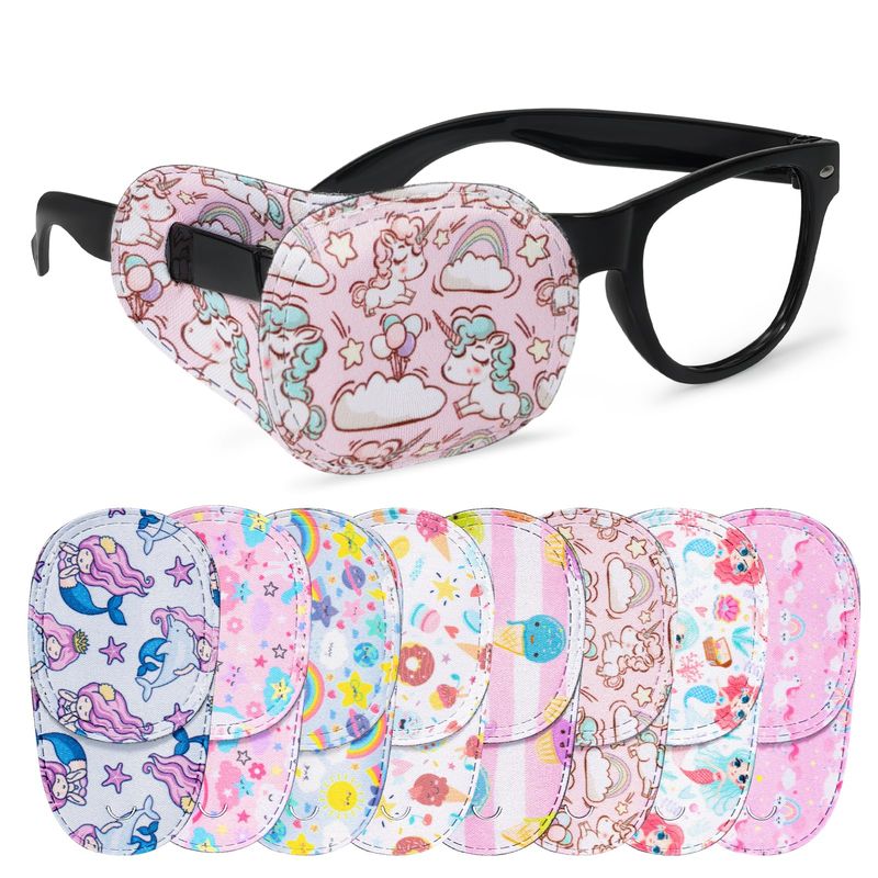 8 Pieces Eye Patches for Kids Girls,Unicorn Eye Patch for Glasses over the Lens Cartoon Reusable ...