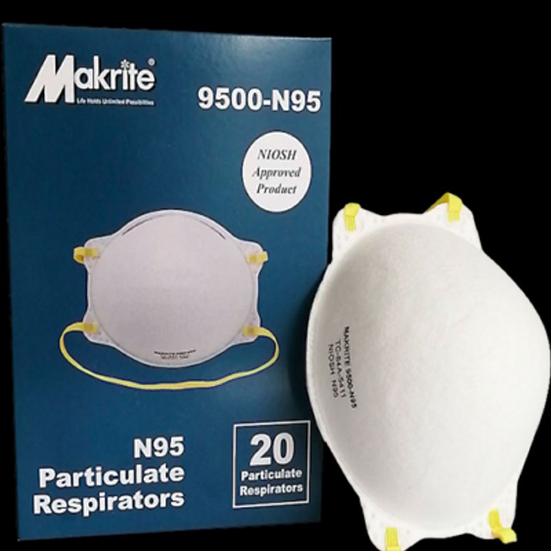 Makrite 9500-N95 NIOSH CDC Surgical Medical N95 Face Mask Respirator, PACK OF 20 - Online ...
