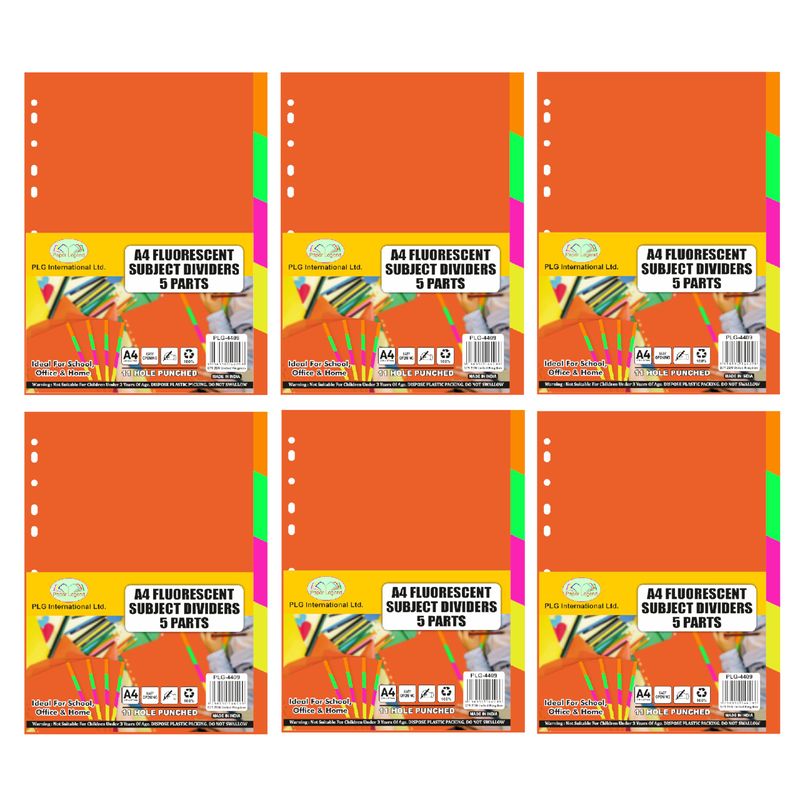 M1SS 6 Packs - A4 Subject Divider, 5-Part File Dividers for Ring ...