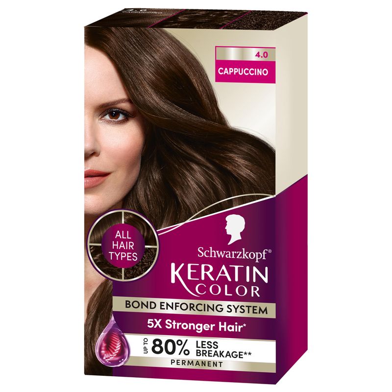 Schwarzkopf Keratin Color Permanent Hair Color, 4.0 Cappuccino, 1 ...