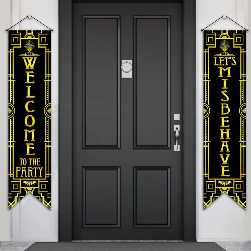Roaring 20s Party Decorations New Year Porch Signs Black and Gold ...