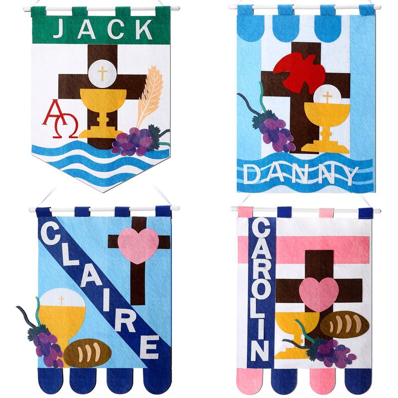 Funtery 4 Sets First Communion Banner Kits 12 x 18 Inches Holy Felt ...