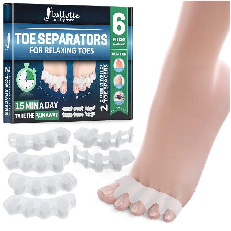 Ballotte Premium Toe Spacers (White 6 Pack) | Toe Separators for Feet ...