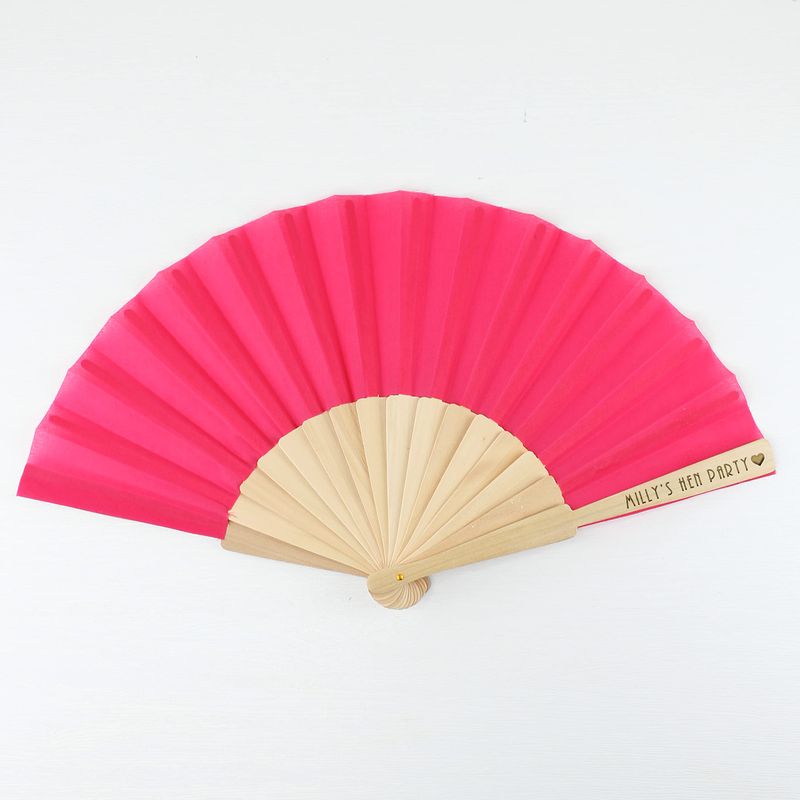 Personalised Pink Folding Handheld Fan, Wooden Hen Party Fan, Bridal ...
