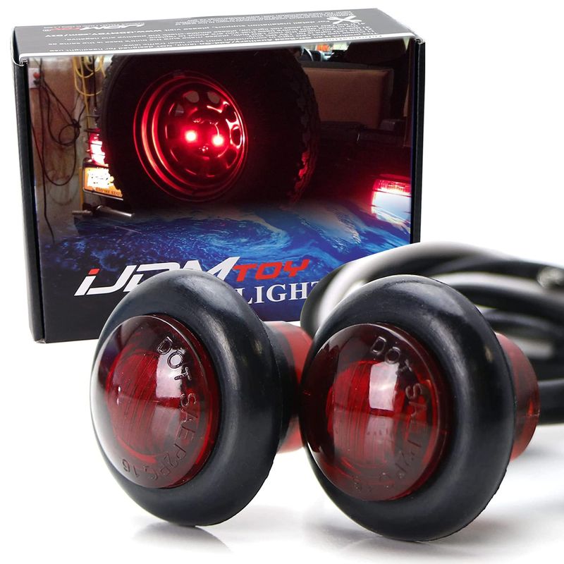 iJDMTOY Pair Rear Mount Spare Tire Lug Nut Insert Red 3rd LED Brake ...