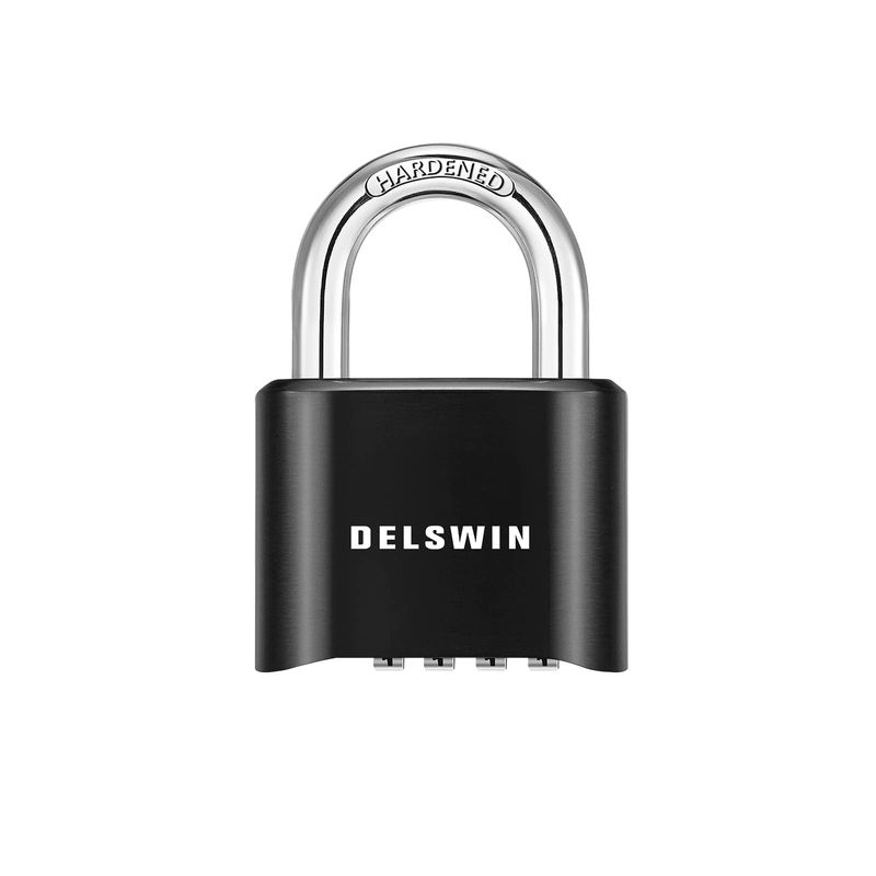DELSWIN 4-Digit Combination Lock Outdoor Padlock - Heavy Duty Locker ...
