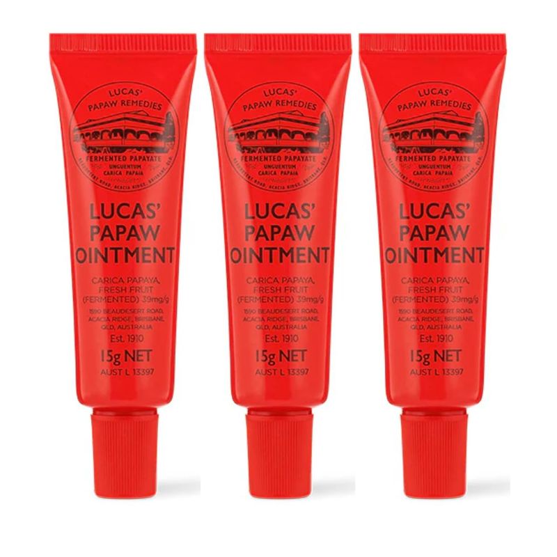 Lucas’ Papaw Ointment – 3 x Tubes of 15g Each with Lip Applicator ...