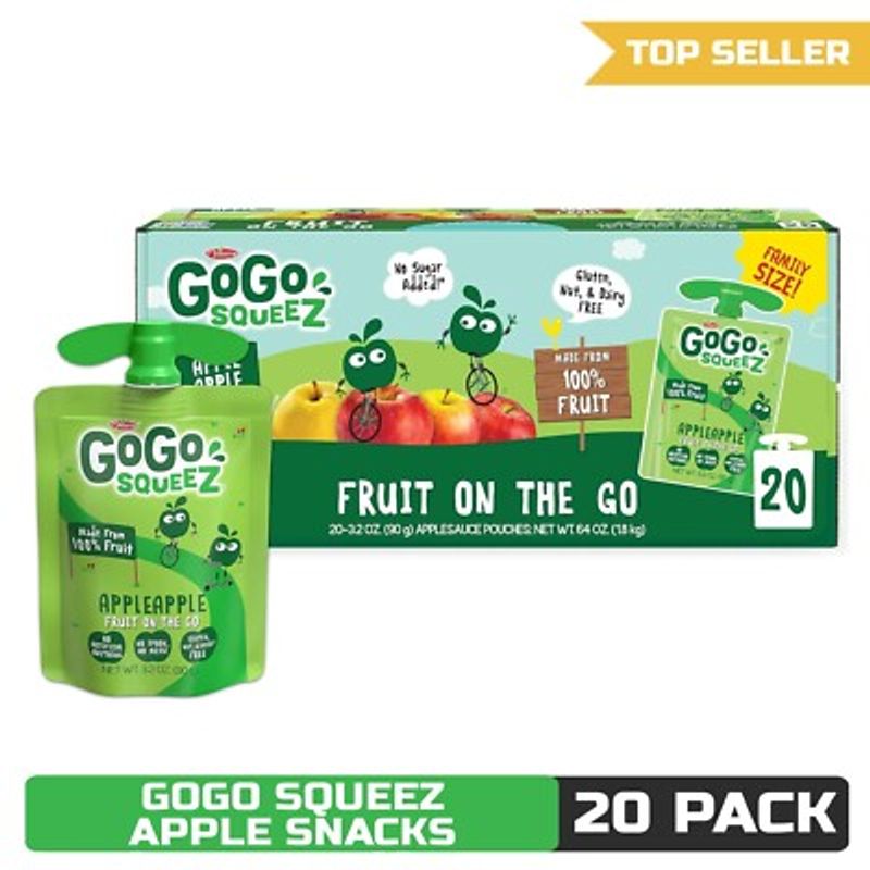 GoGo squeeZ Apple Fruit Snacks, 3.2 oz, 20-Pack, Gluten, Nut and Dairy ...