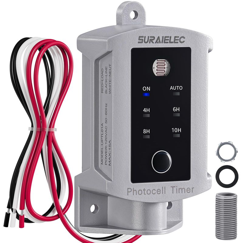 SURAIELEC 15 AMP Dusk to Dawn Timer Switch for Outdoor Electrical Boxes ...