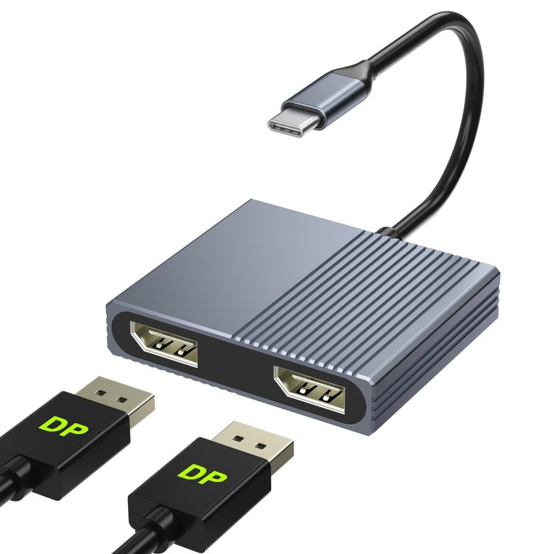 USB-C to Dual DisplayPort Adapter 4K@60Hz USB Type C to Displayport ...