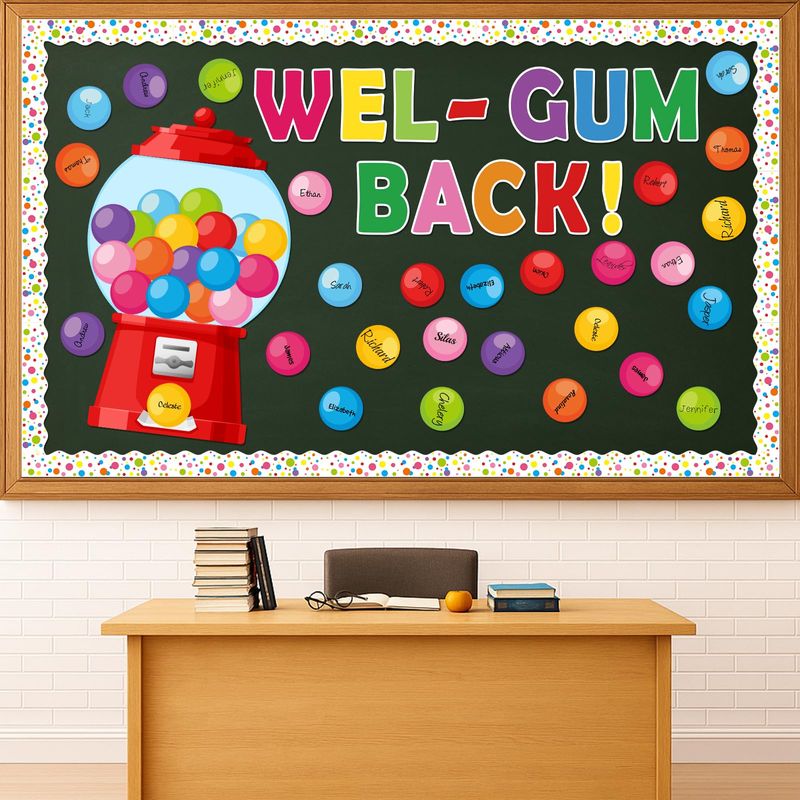 Arosche Back to School Bulletin Board Decorations Set Gumball Machine ...