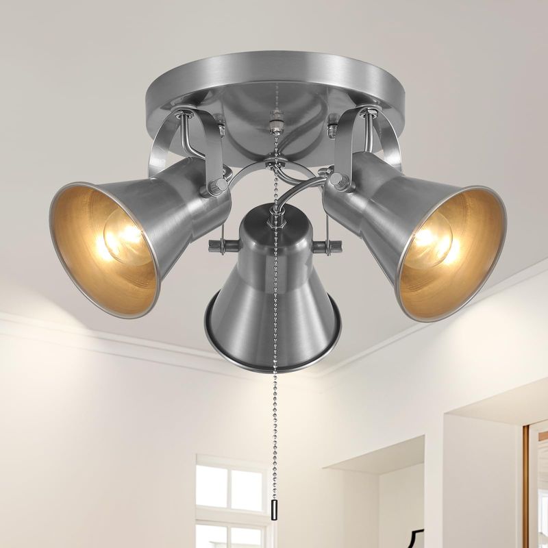 SEEBLEN 3-Light Ceiling Lights with Pull Chain, Adjustable Round ...