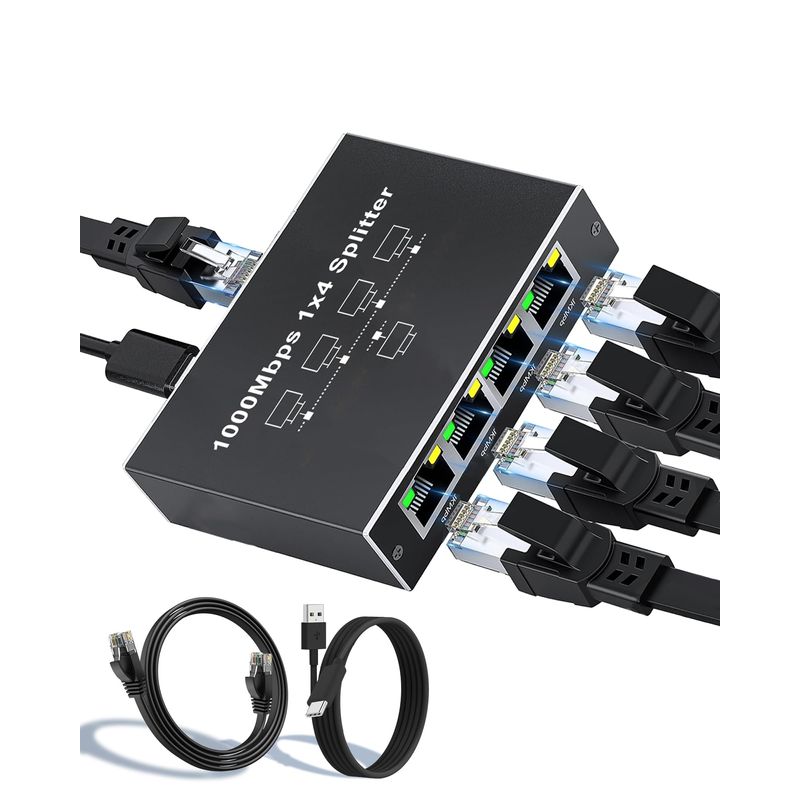 PRESS PLAY LAN Splitter, 1000Mbps, Switching Hub, RJ45, LAN Cable ...