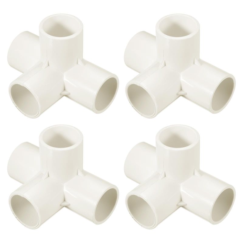 sourcing map 4 Pcs PVC Fitting, 4 Way PVC Fitting 1" 0.98" PVC ...