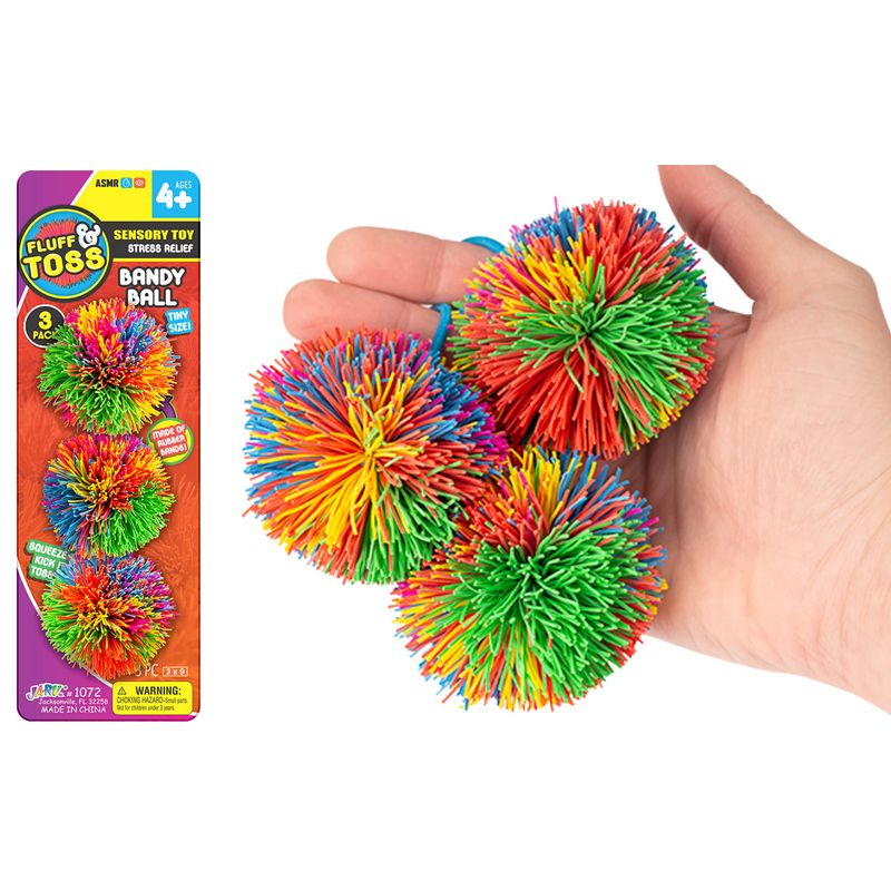 JA-RU Mini Bandy Ball Set (1 Pack 3 Total) Rubber String Stress Balls ...