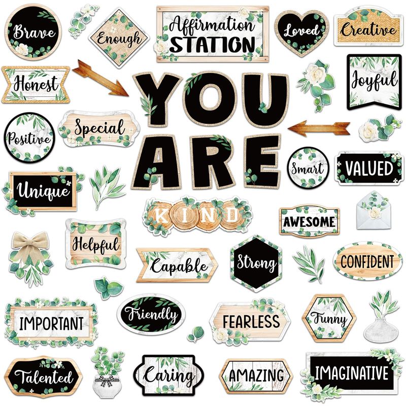 Weekgrat 45 Pcs Eucalyptus Affirmation Station Bulletin Board Set ...
