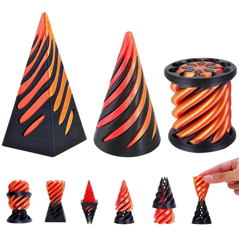 Pipihome 3Pcs Impossible Cone Fidget Toys, 3D Printed Spiral Cone ...
