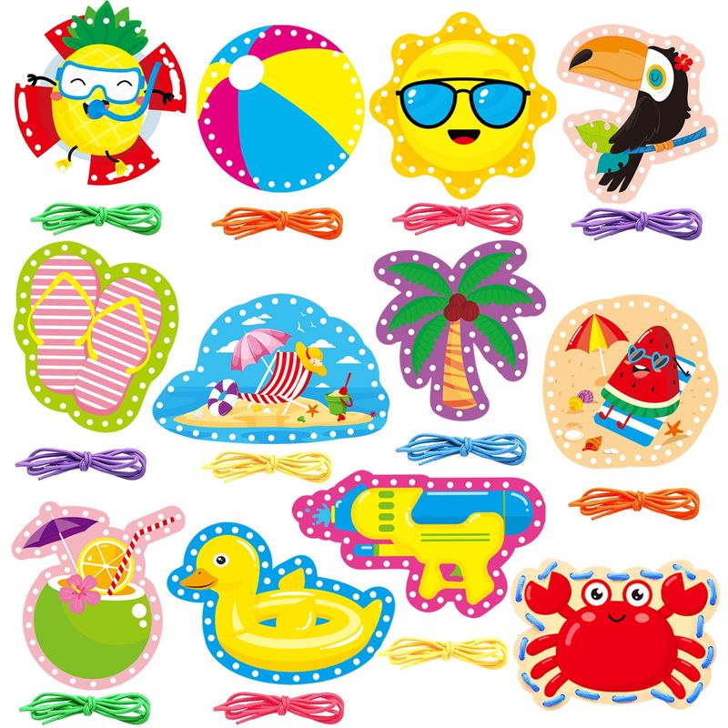 Summer Lacing Cards Sewing Cards 12 Pack Beach Theme Pool Party ...