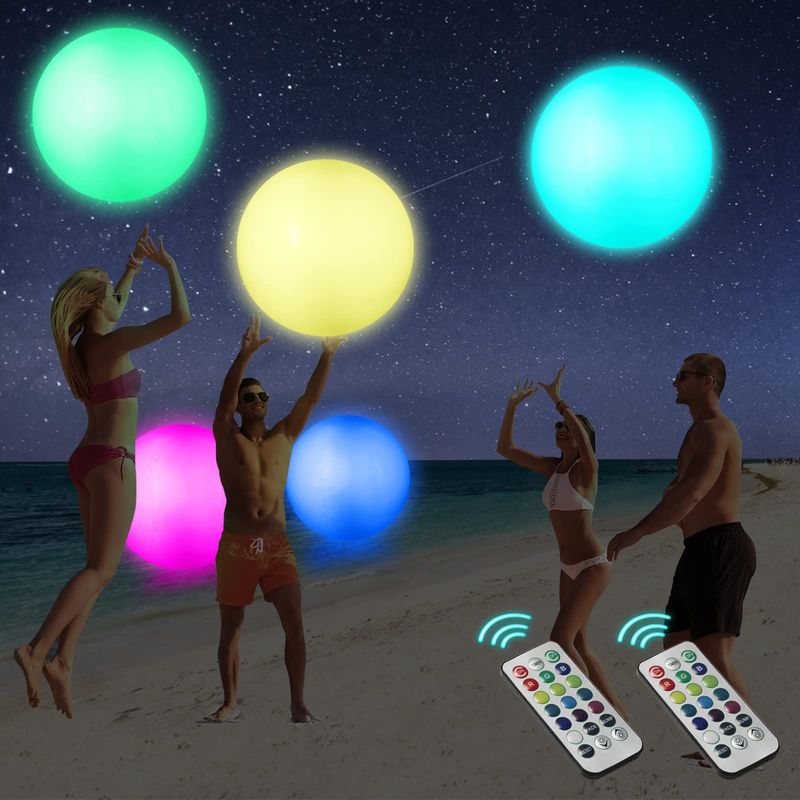 Icnice LED Beach Balls Glow in Dark Party Supplies, 2pcs Inflatable ...