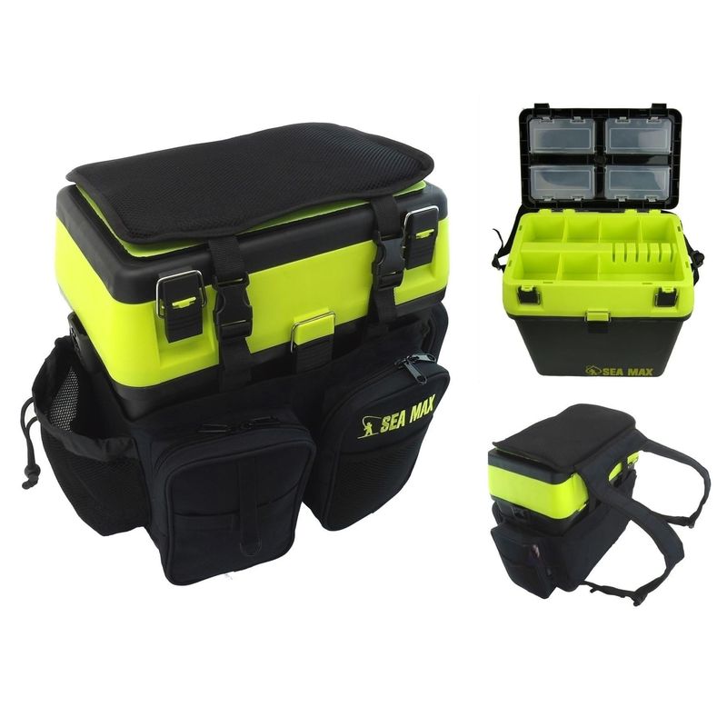SEA MAX© Seat Box & Rucksack. Tackle Seat Box. Sea Fishing Seat Box ...