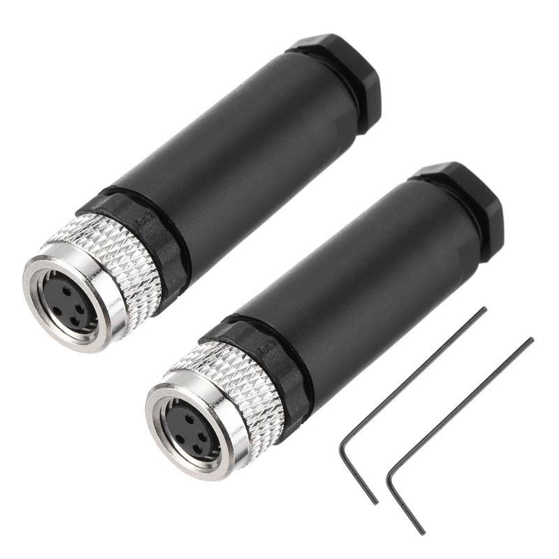 sourcing map 2Pcs 4 Pin M8 Female Aviation Connector Wire Plug A Coding ...
